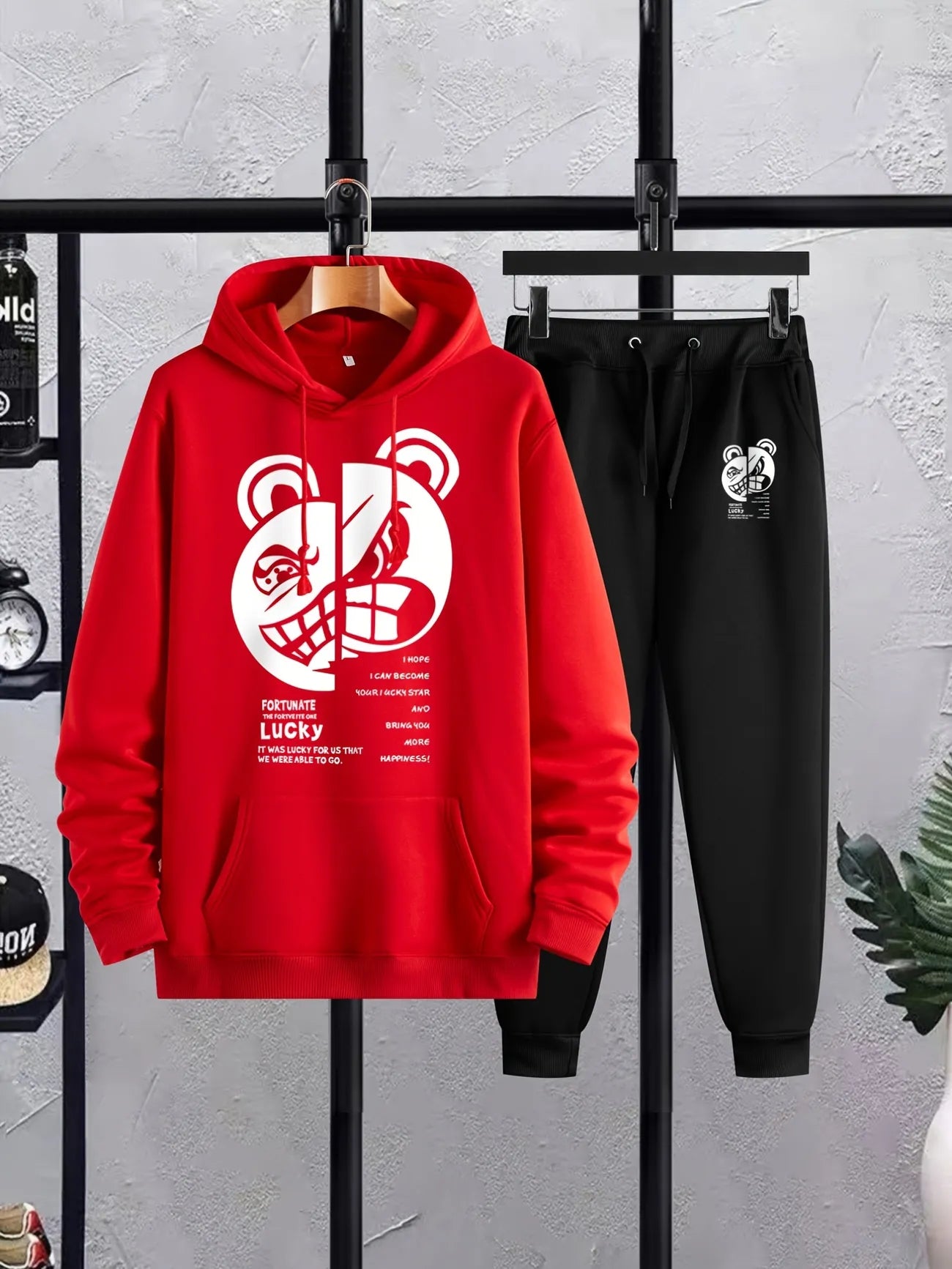 Mens Hoodie And Pants Set By Tee Tall Mhpstt13 Red Black